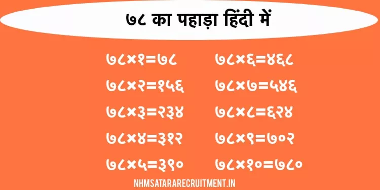 ७८ का पहाड़ा हिंदी में | 78 Ka Pahada In Hindi | Multiplication Table ...